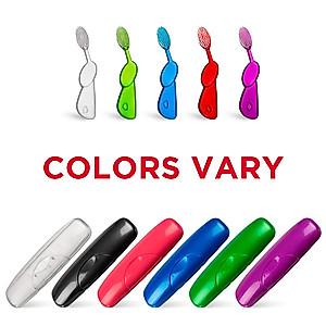 Radius Toothbrush Bundle - 1 Original Left Hand Toothbrush + 1 Travel Case [Colors May Vary]