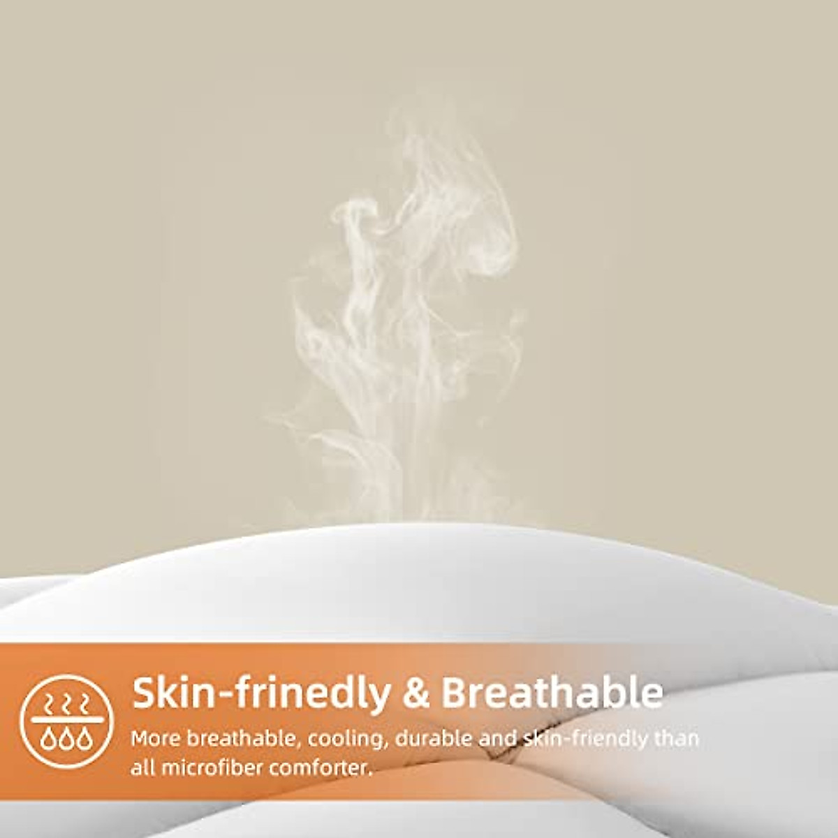 Soft Comforter Queen Size-Lightweight Down Alternative Comforter Duvet Insert with 8 Corner Tabs-Fluffy Breathable Box Stitched Reversible Comforter(White, Queen)