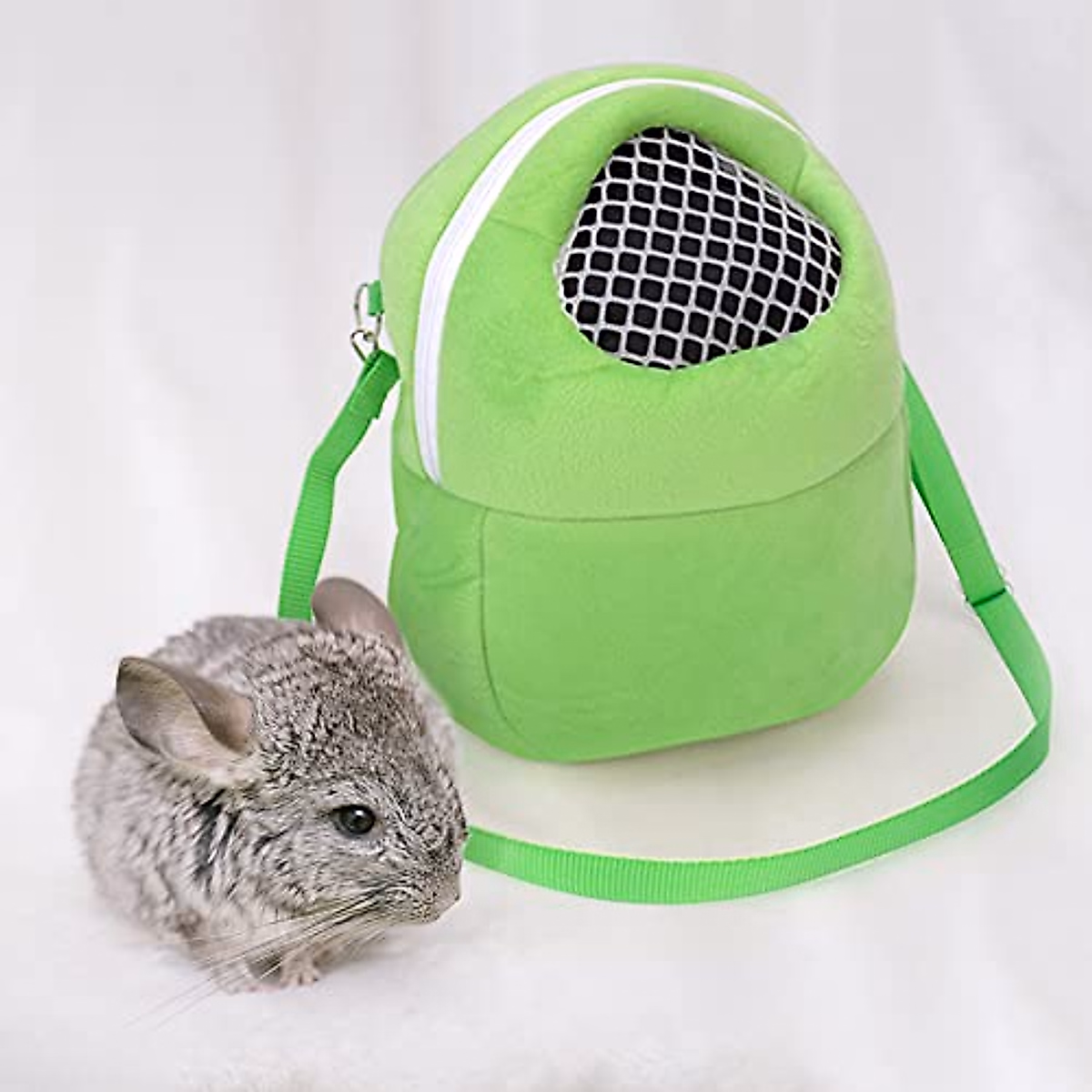 Pet Hamsters Carrier Bag Breathable Portable Outgoing Travel Backpack with Shoulder Strap for Small Pets Hamster, Hedgehog, Sugar Glider, Chinchilla, Guinea Pig (Green S)