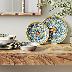 Certified International Portofino 12 Piece Melamine Dinnerware Set, Service for 4, Multi Colored