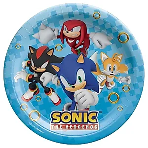 amscan Sonic The Hedgehog Round Paper Plates - 9" | Blue, Medium, Pack of 8