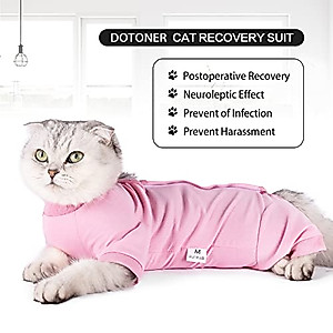 Cat Recovery Suit After Surgery for Female Male Pet Surgical Pajamas Long Sleeve Prevent Shedding Recovery Snugly Suit&E Collar Alternative Onsies for Cats (S, Pink)