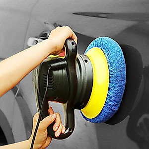 SIQUK 12 Packs Car Polisher Pad Bonnet Set (5 to 6 Inches) Including 10 Packs Microfiber Car Polishing Bonnet and 2 Packs Waxing Bonnet for Car Polisher