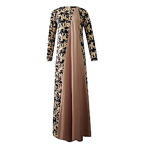 SERYU Women Plus Size maxi Dress Floral Print Long Dress Muslim Dress Islamic Long Dress
