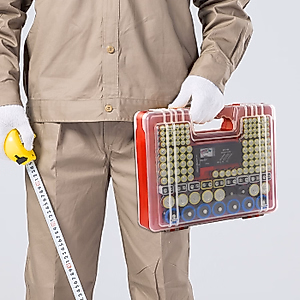 X-Value 230+ Battery Storage Organizer AA AAA C D 9V Waterproof Battery Holder Case with Tester (Red)