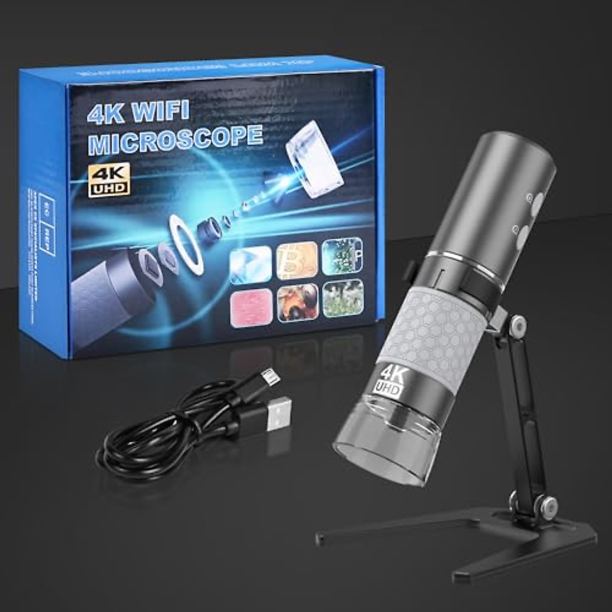 Bysameyee 4K HD Wi-Fi Wireless Digital Microscope Camera Magnifier, Compatible for iPhone, iPad, Android Phones and PC