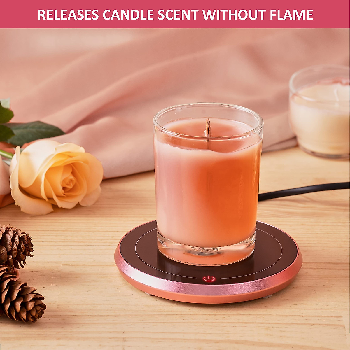 Nouvati Mug Warmer/Candle Warmer Plate/Coffee Warmer for Desk Auto Shut Off: Excellent Heating, 2 Heating Modes, Safety Features, Sleek & Compact Design; Tea Warmer (Rose Pink)