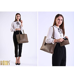 Minimalist Clean Cut Pebbled Faux Leather Tote Womens Shoulder Handbag (Green) Medium