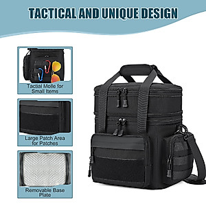 nylobist Insulated Lunch Box for Men: Reusable Tactical Lunch Bag for Work Office Picnic Outdoor - Large Portable Cooler Tote Bag Organizer for Adults - Black