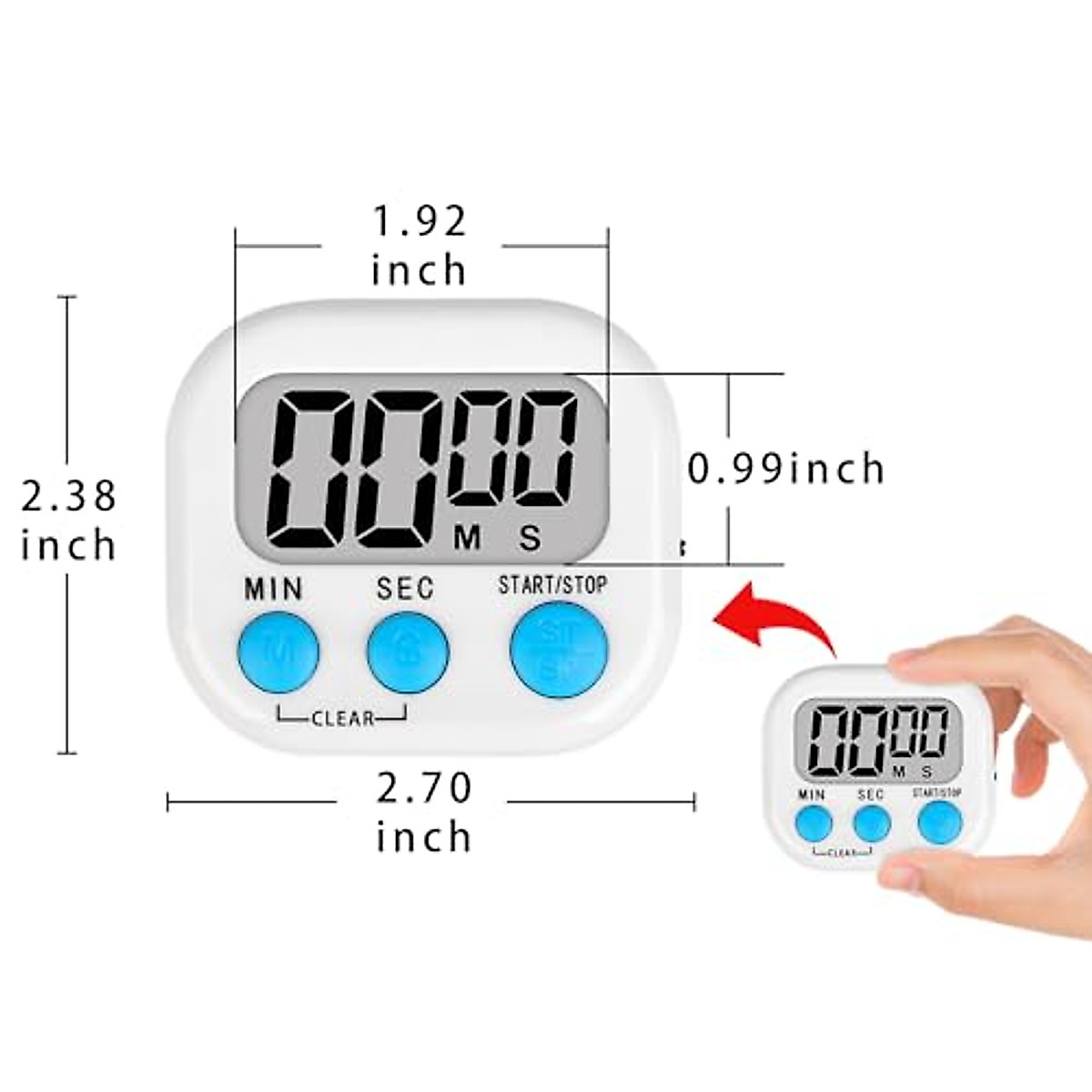 Lasubst Digital Timer for Kids Teachers Classroom School with Magnetic Back 6 Pack