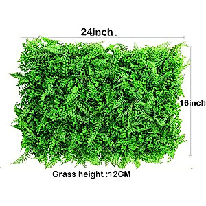 Baoz 12 PCS Artificial Grass Wall Panel 24"x16" Boxwood Hedges Wall Panels 32 Sq.ft Faux Greenery Plant Wall Backdrop Garden Greenery Privacy Fence Screen for Outdoor Indoor Backyard Wedding Decor