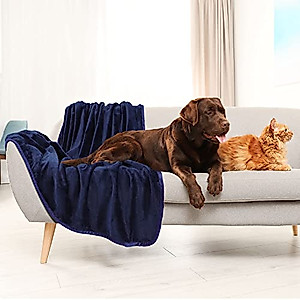 PiccoCasa Flannel Fleece Blanket Soft Lightweight Warm Fuzzy Blanket for All-Seasons, Luxury Comfy Decorative for Couch Living Room 50"x60" Navy Blue