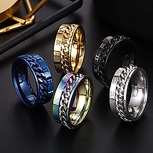 SEniutarm Engagement Love Rings Wedding Bands Unisex Fashion Titanium Steel Roman Numerals Twist Chain Ring Party Jewelry Gift for Women/Girl Finger Rings DIY Jewelry Gifts - Blue US 9