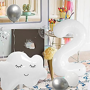 On Cloud 4 White Balloons Banner on Cloud 4TH Birthday Party Decorations for 4 Year Old Girl 4th Birthday Party Invite Decorations, 4 Years Old Birthday Balloon,4th Party Supplies Cloud Balloon