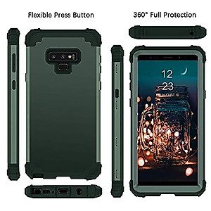 BENTOBEN Galaxy Note 9 Case, Phone Case Samsung Note 9, Heavy Duty 3 in 1 Rugged Hybrid Hard PC Soft Silicone Bumper Shockproof Drop Protective Girls Women Boy Cute Cover for Galaxy Note 9, Dark Green