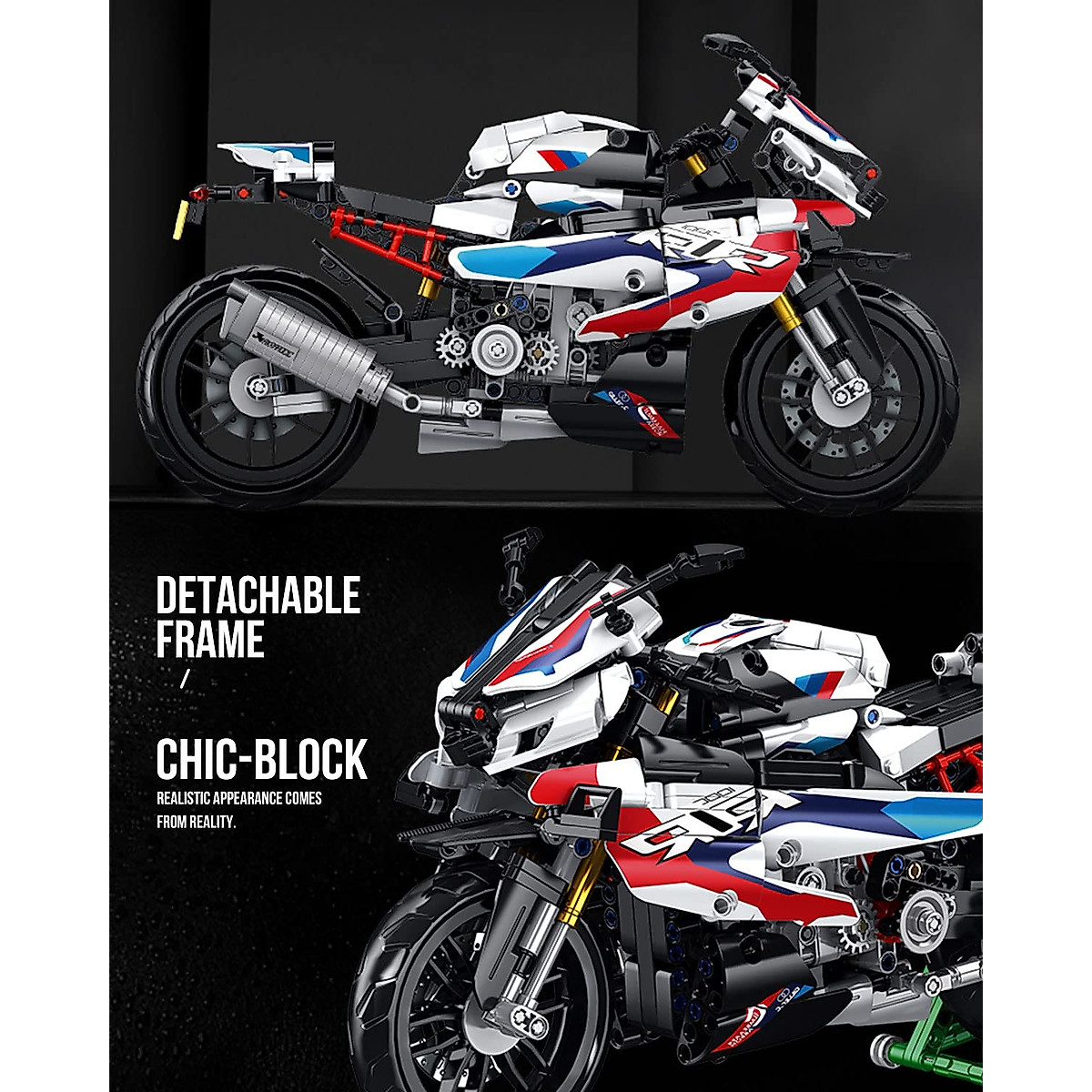 dOvOb Motorcycle 1000 RR Model Building Blocks Set, 912 Pieces Bricks, MOC Toys as Gift for Kids or Adult