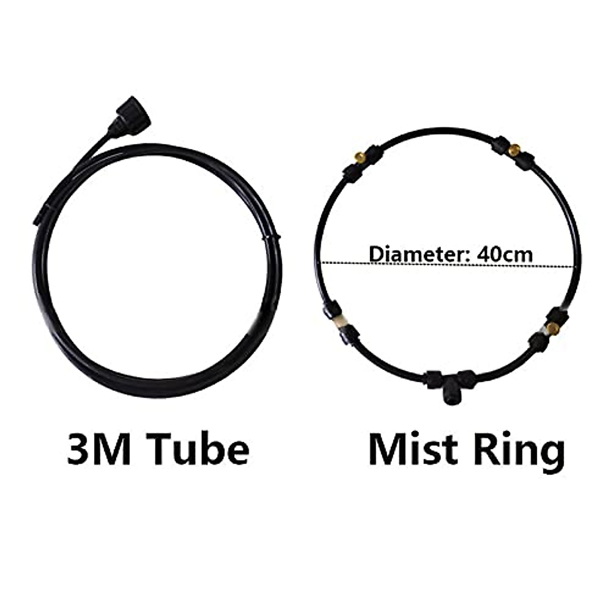 Pandorasjdor Outdoor Fan Misting System Tubing Kit - Water Mister Spray for Fan Cooling, Fans Mist Tubing for Outside Patio Garden, Black Hose Accessories Set Without Fan (Black)