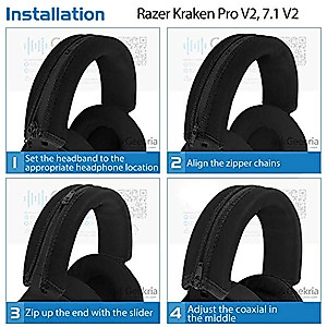 Geekria Headband Cover Compatible with Razer Kraken Pro V2, 7.1 V2, 7.1 Headphones/Headband Protector/Headband Cover Cushion Pad Repair Part, Easy DIY Installation (Black)