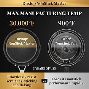 Duxtop Nonstick Master Saucepans Hard Anodized 2 Quart Small Sauce Pan with Lid, Aluminum Cooking Pot PFAS-Free, Oven Safe to 500°F, Black