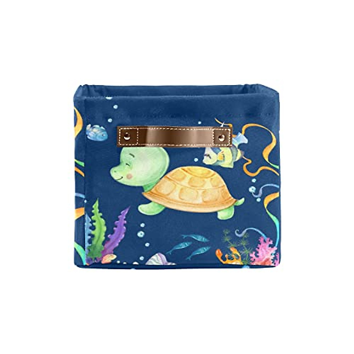 SunFancy Underwater Sea Creature Turtle Personalized Storage Bins Box Baskets with Handle Cubes Clothes Basket Box for Women Christmas Office Holiday 1 Pack