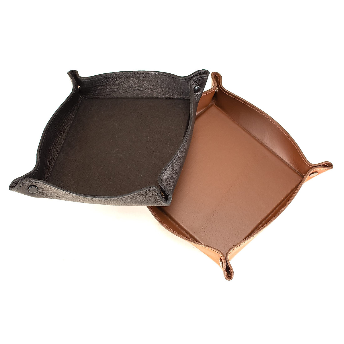 Handmade Genuine Leather Collapsible Dice Tray for Dungeon and Dragons and Other RPG Games (Brown)