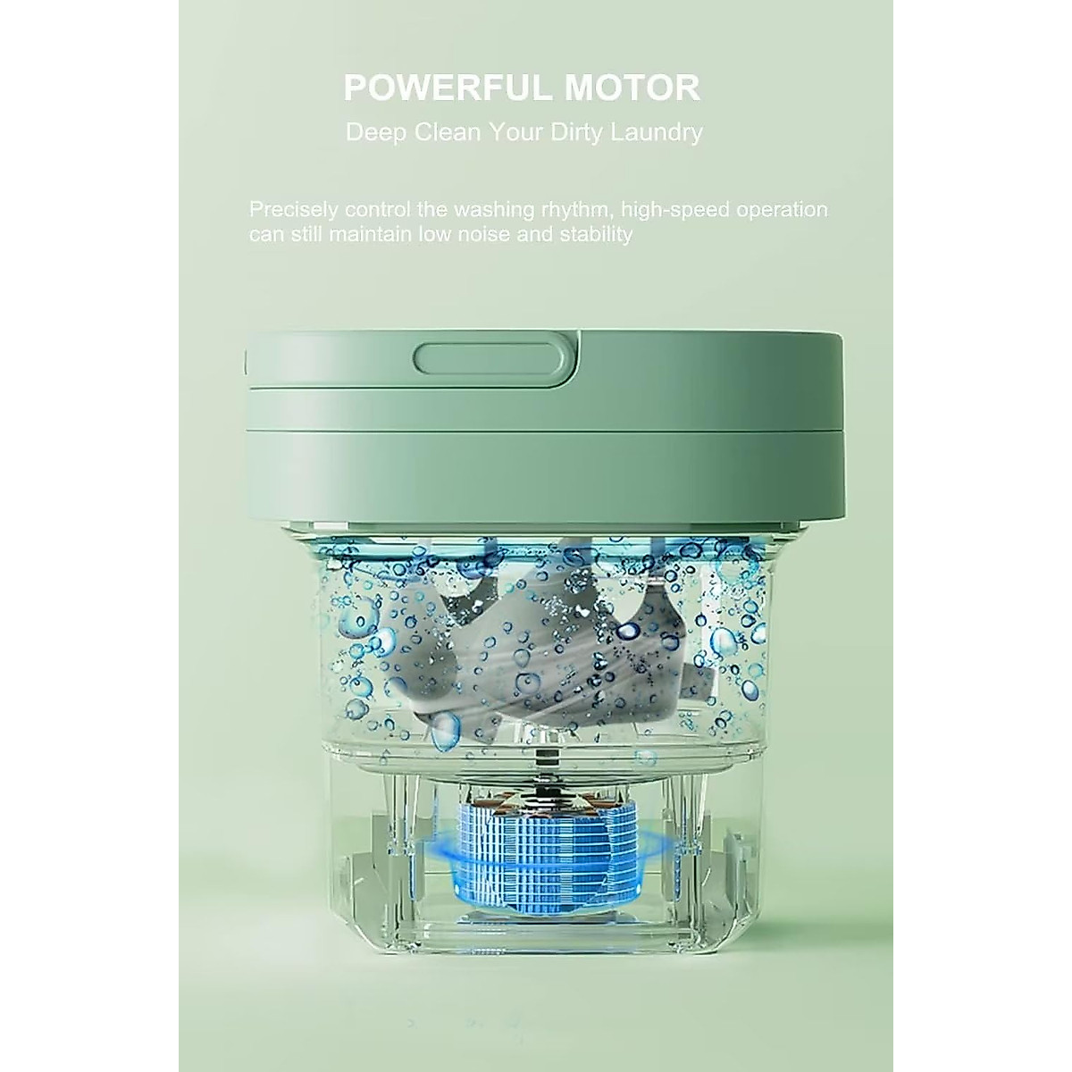 Small Portable Washing Machine, Mini Washer 9L High Capacity with 3 Modes Deep Cleaning for Underwear, Baby Clothes, or Small Items, Foldable Washing Machine for Apartments, Camping, Travel (Green)