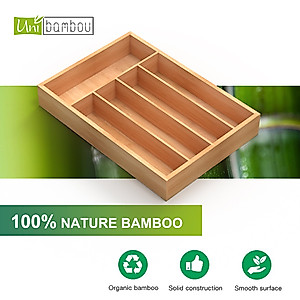 Unibambou Bamboo Utensil Drawer Organizer, Silverware Tray Organizer, Kitchen Drawer Organizer for Flatware Cutlery, Silverware Tray for Drawer (Natural)