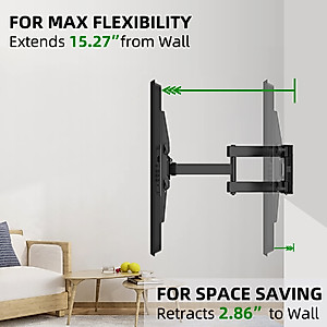 USX MOUNT Full Motion TV Mount for Most 37-82 Inch TV up to 132lbs, TV Wall Mount Articulating with Swivel, Tilt & Extension, Wall Mounts TV Bracket for VESA 600x400mm 400x300mm, 8-16" Wood Studs