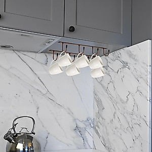 6PCS Coffee Mug Hooks Under Cabinet, Coffee Mug Hanger, Coffee Cup Hooks for Hanging Under Cabinet Metal Coffee Mug Hanging Rack Under Cabinet Bronze Under Cabinet Mug Hangers for Kitchen Coffee Bar