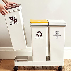 MYOYAY 3 Compartment Trash Can Garbage Cans with Recycling Bin Triple Trash Can 16 Gallon/3x20L Kitchen Trash Can 3 Compartment for Kitchen,Bathroom, Living Room