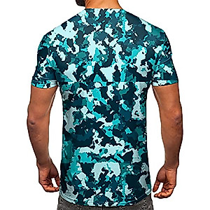 DUOWEI Men Fashion Spring Summer Casual Short Sleeve O Neck Camouflage Printed T Shirts Top Blouse