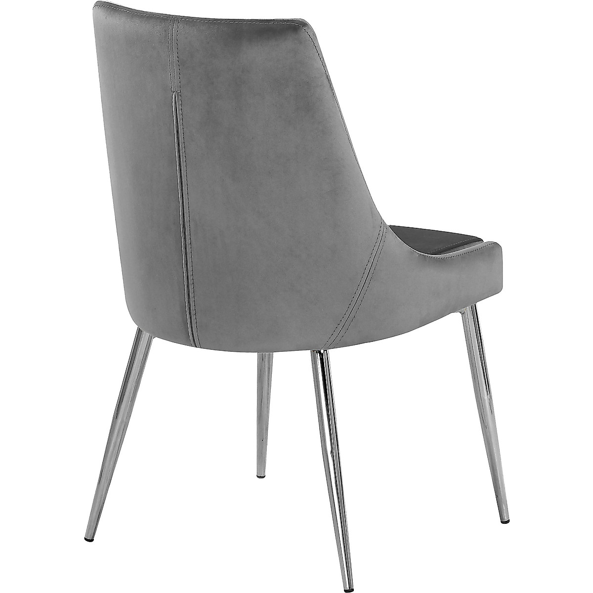 Meridian Furniture Karina Collection Modern | Contemporary Velvet Upholstered Dining Chair with Sturdy Metal Legs, Set of 2, 19.5" W x 21.5" D x 33.5" H, Grey