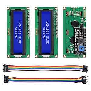 AITIAO 3 Pack 1602 LCD Display Module IC I2C TWI 16x2 Characters Serial Interface Adapter LCD Module for Raspberry Pi DIY Project IoT (Blue Display)