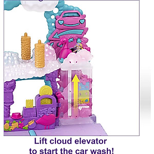 Polly Pocket Playset, Pollyville Flamingo Fun Car Wash with 2 Micro Dolls, Toy Car, Water Play & Color-Change Accessories