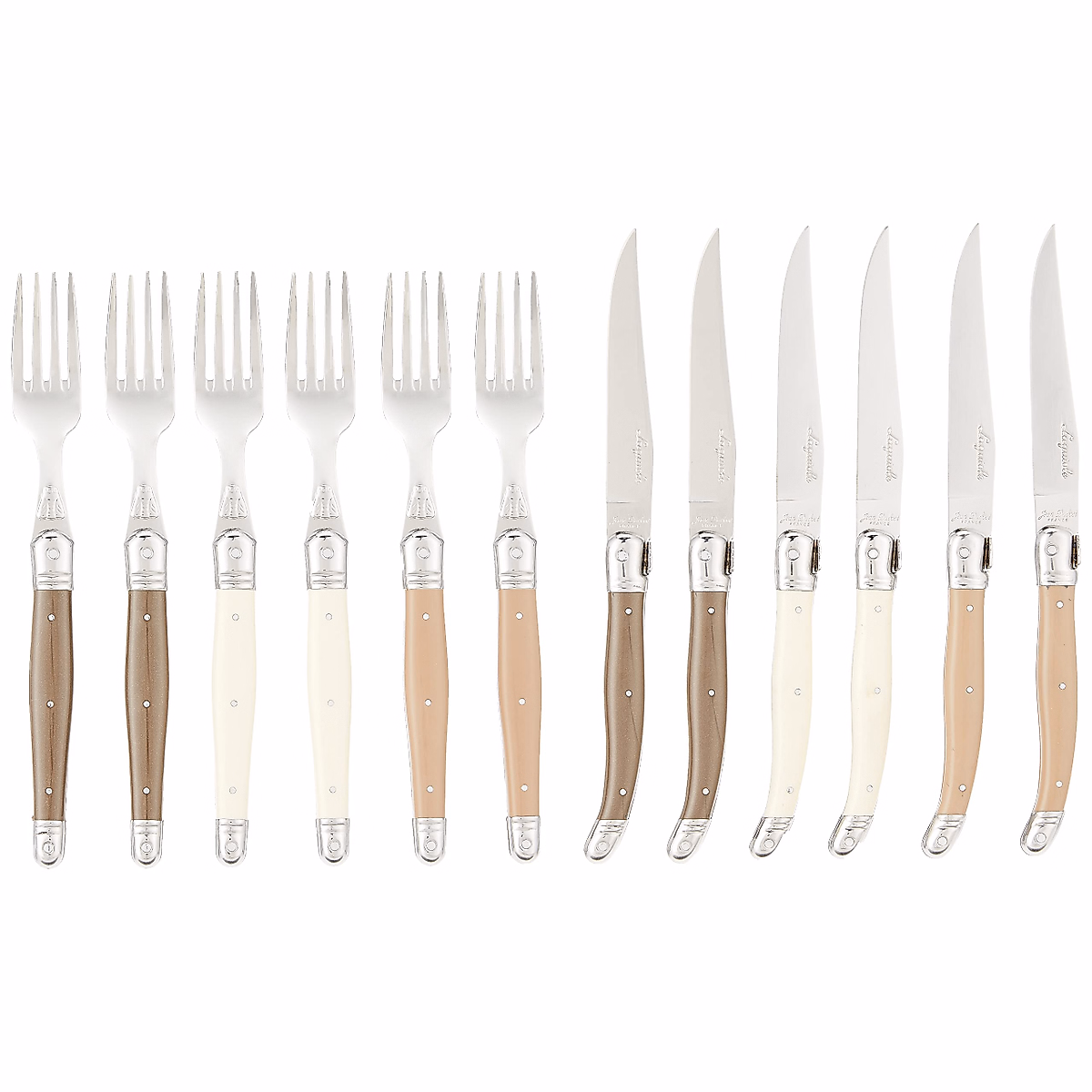 Jean Dubost Laguiole 12-Piece Knife Set, Linen, JD93232