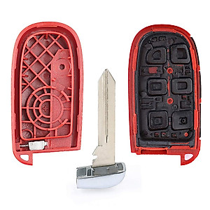 Keymall keyless Entry Replacement Red Remote Key Shell Case Blank 5B Fob for Dodge Challenger Charger Dart Durango, for Chrysler 300