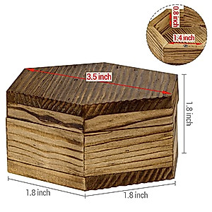 MyGift 3 Inch Brown Solid Wood Wedding Ring Box, Hexagon Shape Trinket Box and Ring Holder, Small Jewelry Gift Box