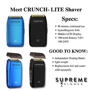 SUPREME TRIMMER Foil Shaver STF600 | Men's Electric Razor for Men (60 Min Runtime) Mens Head Shaver Barber use | Crunch Lite Black