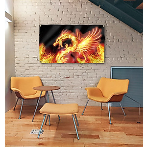 Fiery Dragon 3X5 Flag，Funny Poster Wall Flag, Four Brass Grommets, Polyester Material, Suitable For Decorating Your Living Room,Bedroom, Garage.
