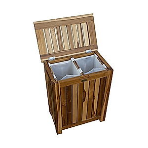 Decoteak H-004 Teak Solid Hamper, Brown
