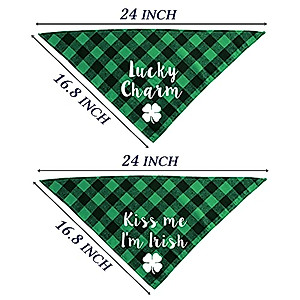STMK 2 Pack St. Patrick's Day Dog Bandanas, Holiday Plaid Dog Puppy Bandana for Dog Puppy St. Patrick's Day Holiday Party Decorations