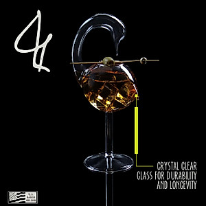 G Francis Swan Shaped Cocktail Glasses - 2pk 6oz Fun Cocktail Glasses Swan Bird Drinking Glass Set for Wine Mixed Drinks and More