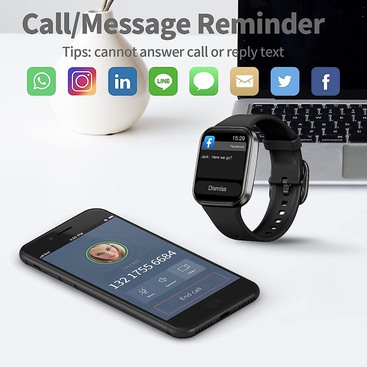 Fitness Tracker Heart Rate Monitor Blood Pressure Watch Pedometer Waterproof Blood Oxygen Monitor Sleep Step Counter Sport Wrist Watch for Women Men Smartwatch for Android Phones Compatible iPhone