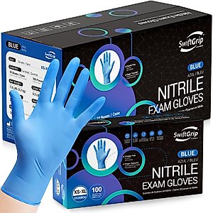 SwiftGrip Disposable Nitrile Exam Gloves, Blue, Nitrile Gloves Disposable Latex Free, Medical Gloves, Cleaning Gloves, Food-Safe Rubber Gloves, Powder Free, Non-Sterile, 1000-ct Case (X-Small)