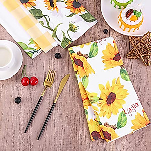 RUODON 4 Pack Sunny Sunflower Dish Towels Fast Drying Baking Kitchen Towels Tea Towels for Daily Kitchen Home Cleaning, 22.5 x 16 Inches