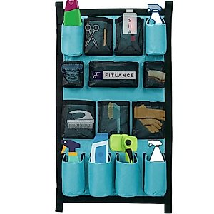FITLANCE Equine Long Trailer Door Caddy - Horse Trailer Door Caddy Grooming Bag Stall Organizer - Horse Equipment Trailer Door Caddy Storage Bag - Trailer Grooming Bag Door Caddy Organizer (Teal)