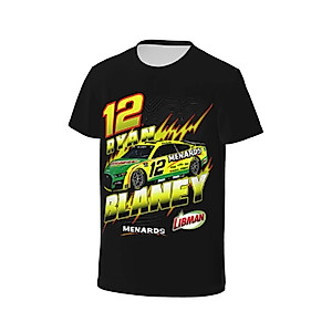 ASFRSH Ryan Blaney 12 Shirt for Teen Girl & Boy Printing Short Sleeve Tee Athletic Classic Shirt Crewneck T-Shirt