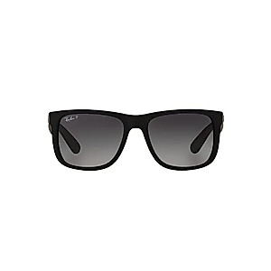Ray-Ban RB4165 Justin Sunglasses + Vision Group Accessories Bundle (Rubber Black/Light Grey Gradient Grey Polarized (622/T3),55) unisex-adult