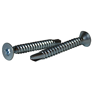 Small Parts 1024KTF Steel Self-Drilling Screw, Zinc Plated Finish, 82 Degree Flat Head, Star Drive, #3 Drill Point, #10-16 Thread Size, 1-1/2" Length (Pack of 100)