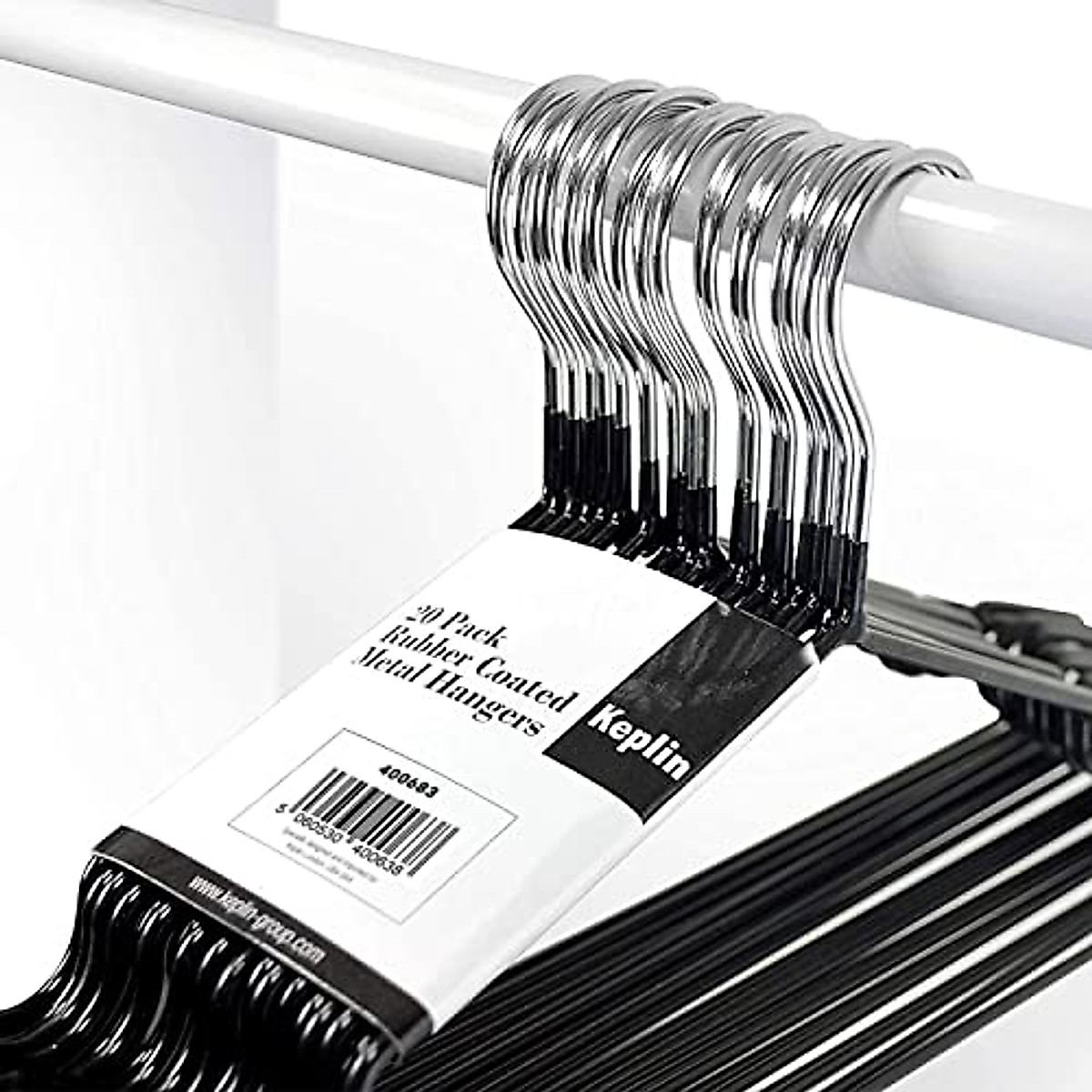 KEPLIN Rubber Coated Metal Clothes Hangers - 20 Pack, Premium, Heavy Duty Metal Hangers for Clothes - Space Saving Coat Hanger for Closet, Racks and Rails